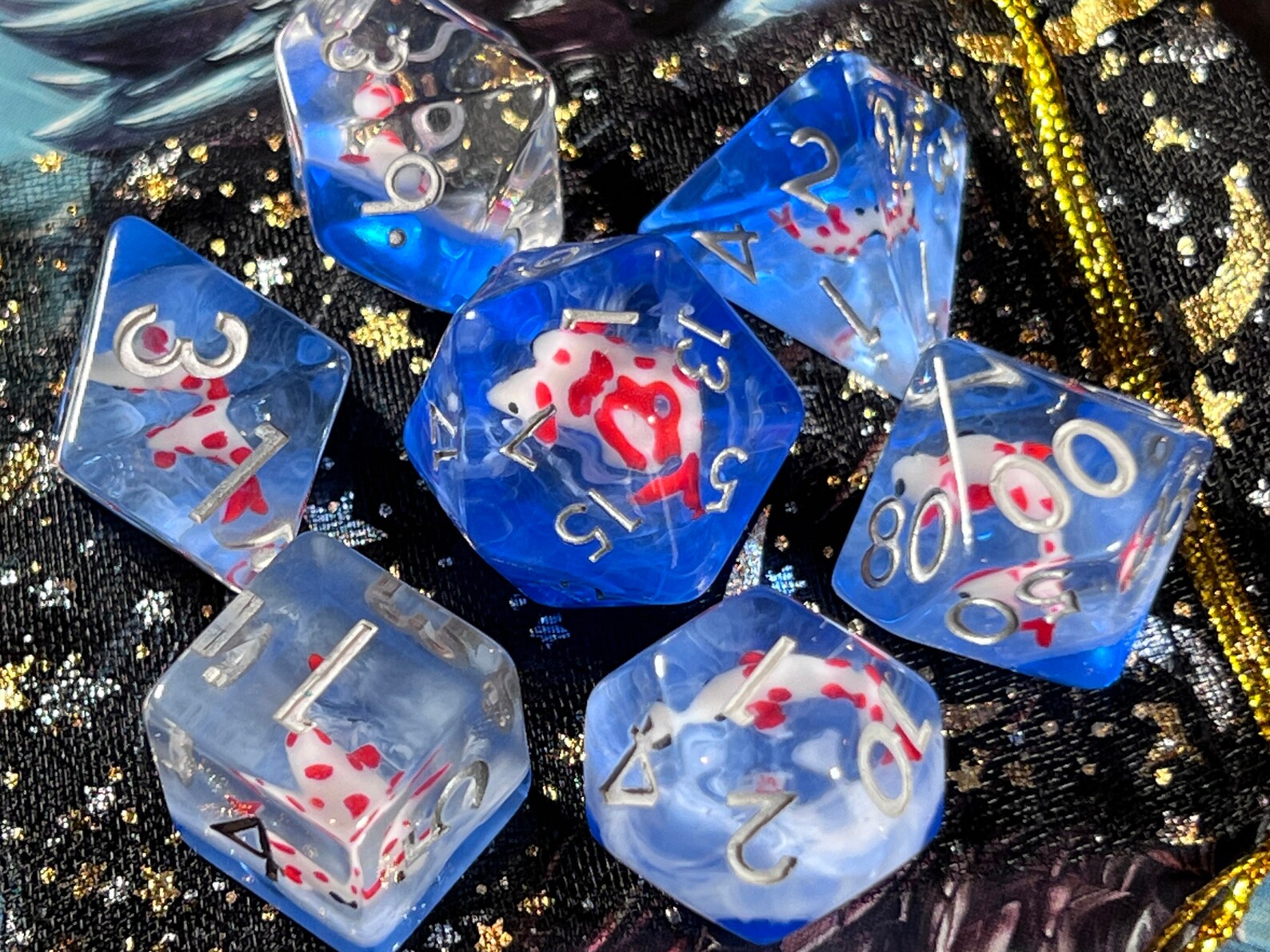 Sapphire Koi Fish Dnd Dice Set for Dungeons and Dragons D20 - Etsy