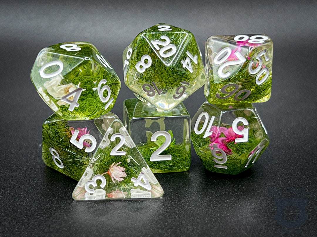 Flower Field Dnd Dice Set | Dungeons and Dragons | Flowers Inside! - Etsy