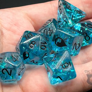 Tidebreaker Dnd Dice Set | Colorful Glitter, Water Engraving ...