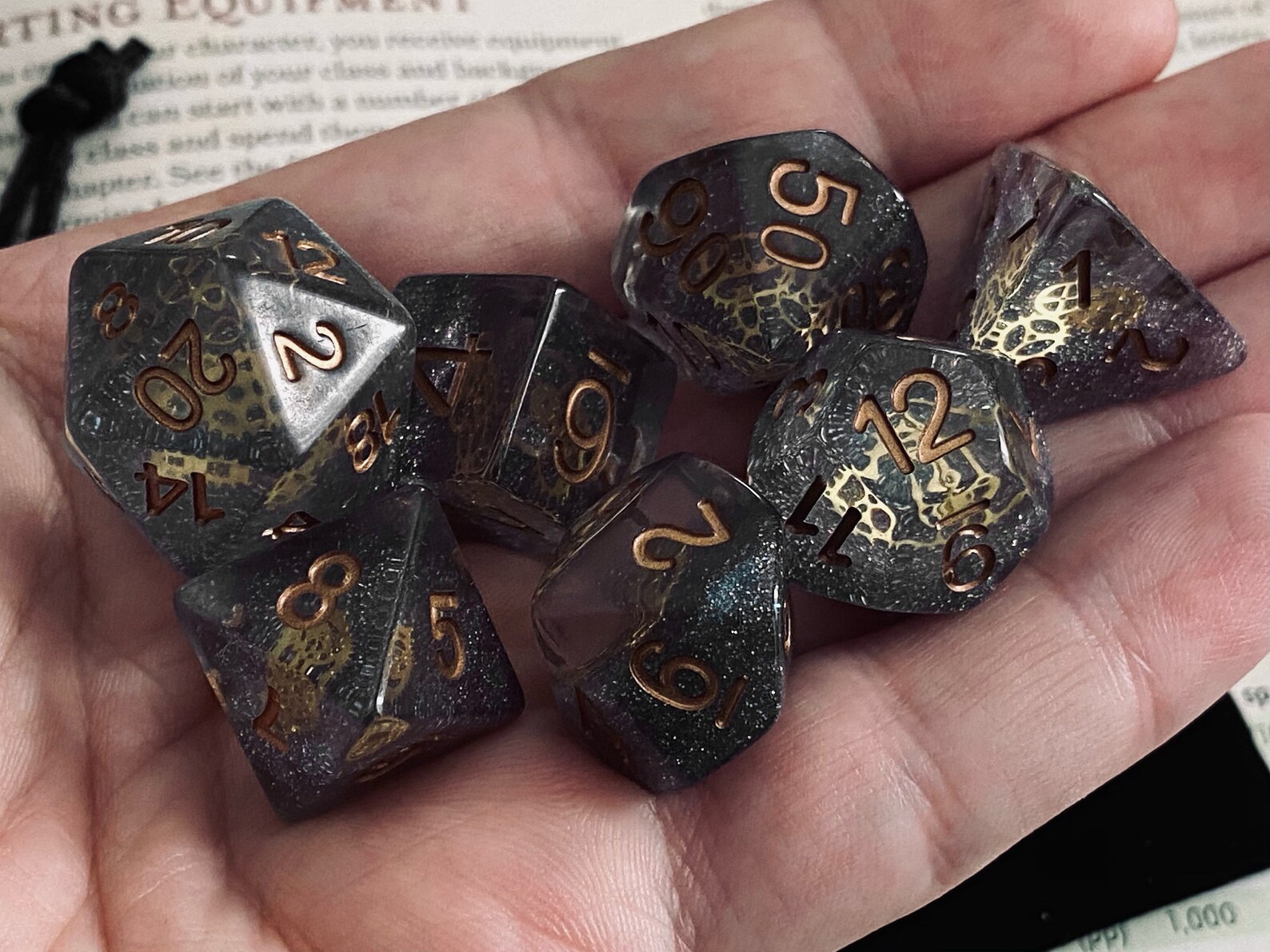 Clockwork Steampunk Glitter Dnd Dice Set Dungeons and - Etsy