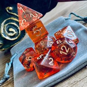 Gear Punk Steampunk Dice Set | D20 TTRPG Polyhedral Dice | Red Resin ...