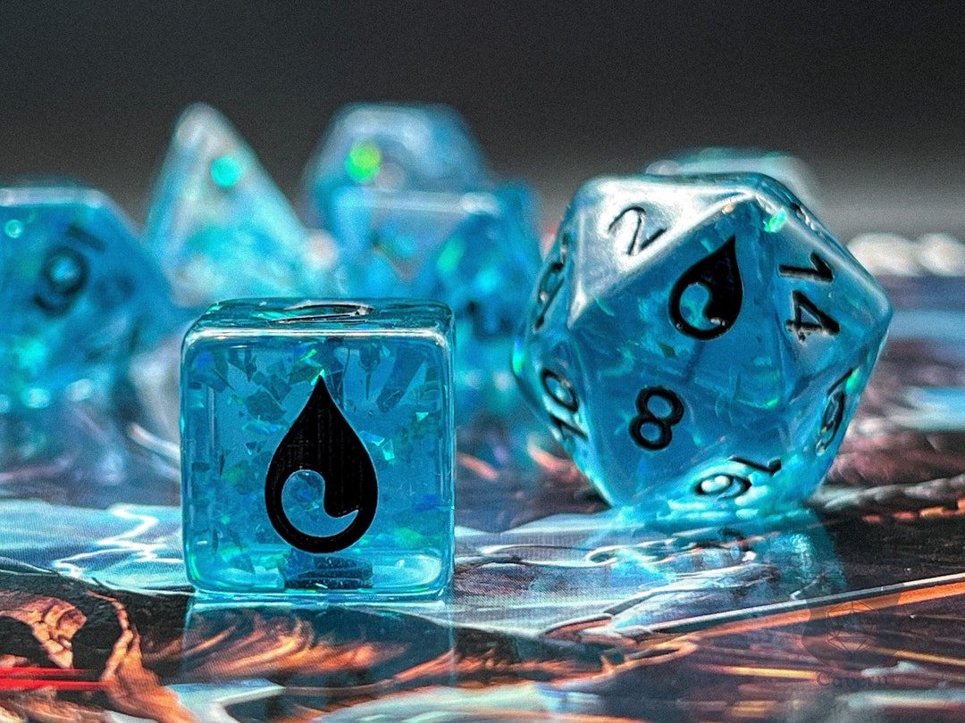 Tidebreaker Dnd Dice Set | Colorful Glitter, Water Engraving ...