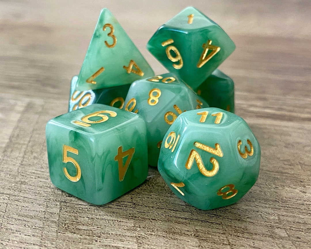Ancient Jade Dnd Dice Set | Dungeons & Dragons | Faux Jade Polyhedral ...