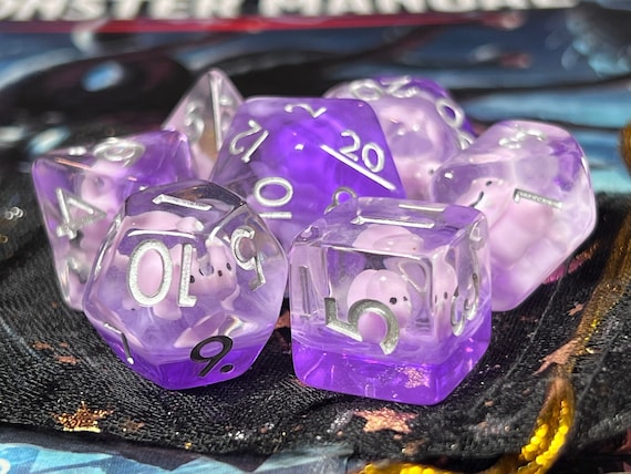 Pink Baby Dinosaur Dnd Dice Set for Dungeons and Dragons D20 | Etsy