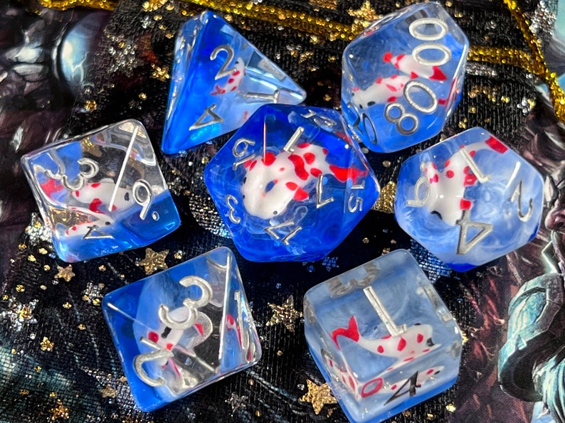 Sapphire Koi Fish Dnd Dice Set for Dungeons and Dragons D20 - Etsy