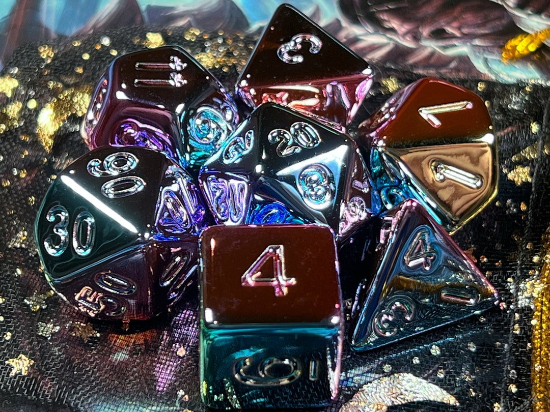 Rainbow Chrome Dnd Dice Set for Dungeons and Dragons | D20 TT RPG ...