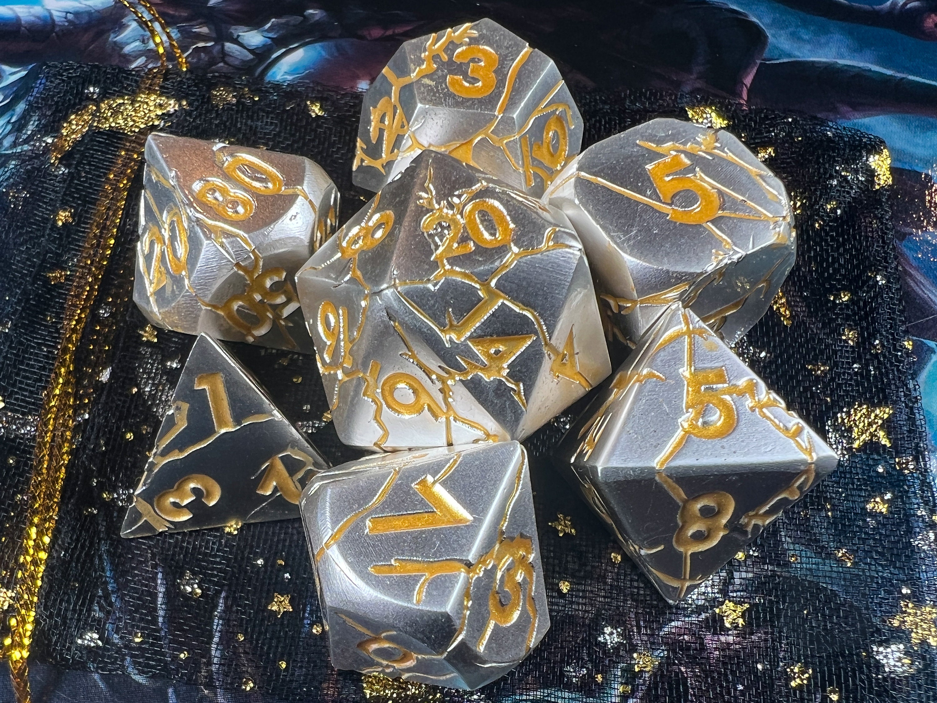 Chrome Fissure Metal Dnd Dice Set for Dungeons and Dragons - Etsy Canada