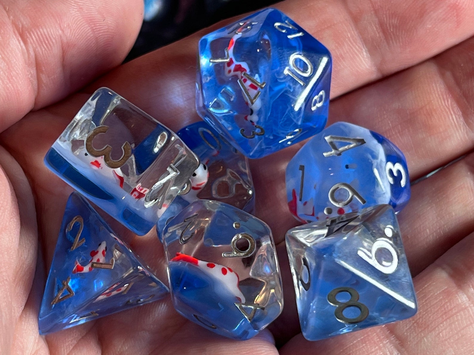 Sapphire Koi Fish Dnd Dice Set for Dungeons and Dragons D20 - Etsy