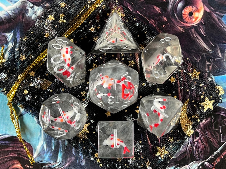 Midnight Koi Fish Dnd Dice Set for Dungeons and Dragons | D20 TTRPG ...