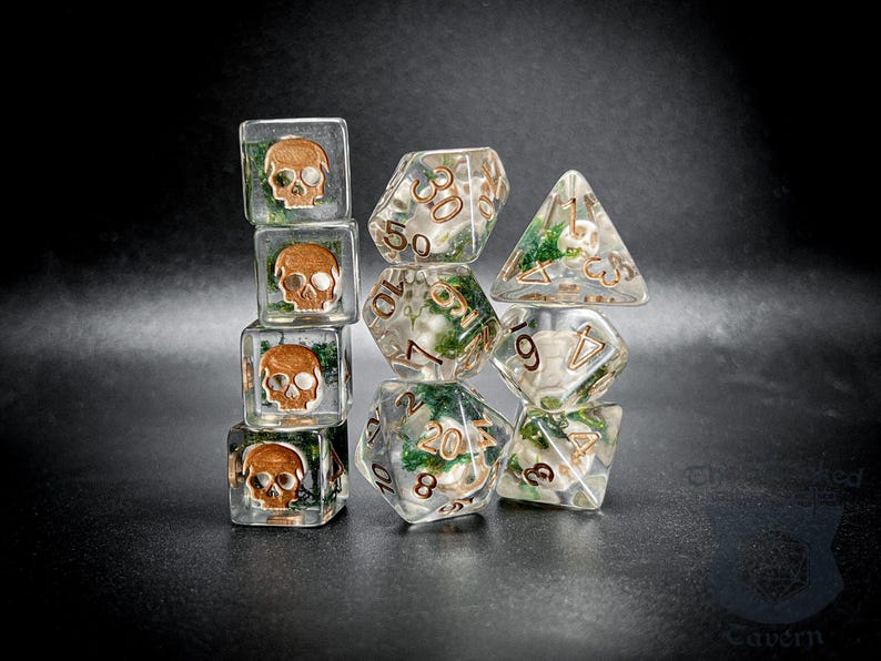 Undead Skull Dnd Dice Set | Dungeons and Dragons | Skulls and Real Moss ...