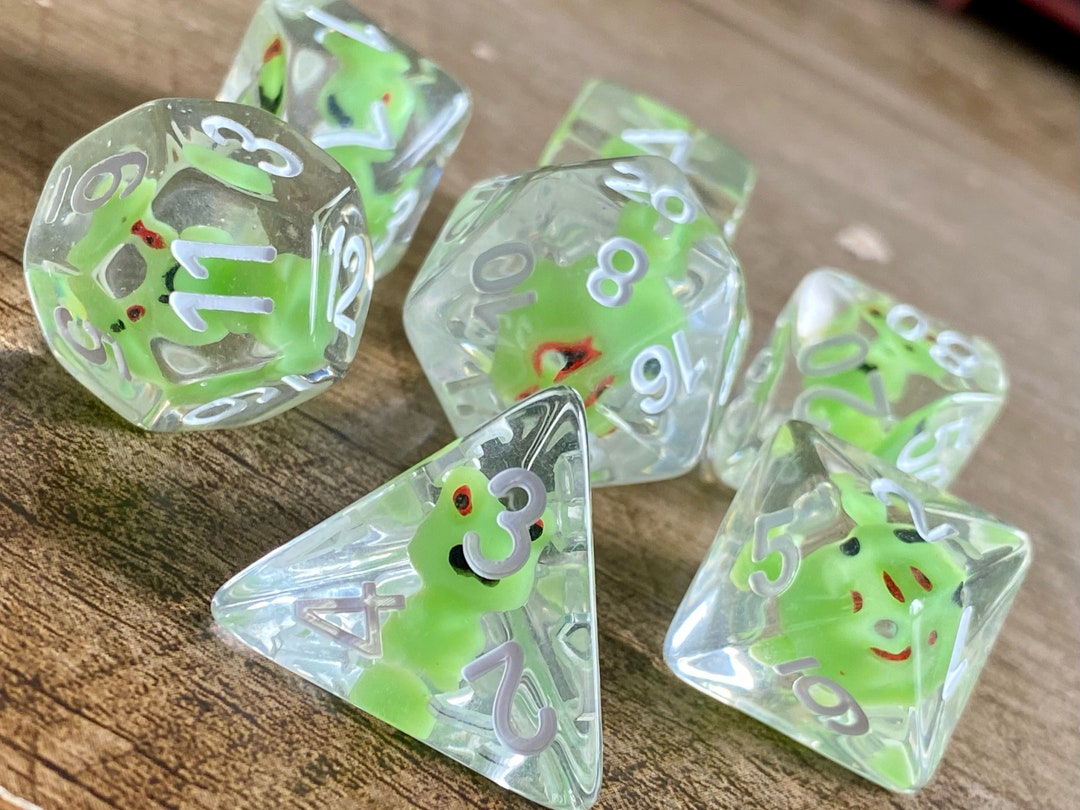 Green Frog Dnd Dice Set D20 TTRPG Polyhedral Dice Frog Inside Every Die ...