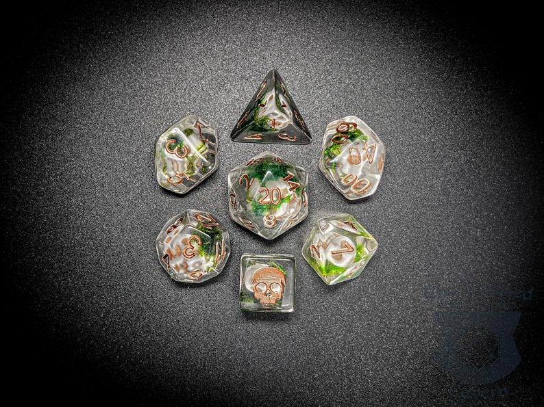 Undead Skull Dnd Dice Set | Dungeons and Dragons | Skulls and Real Moss ...