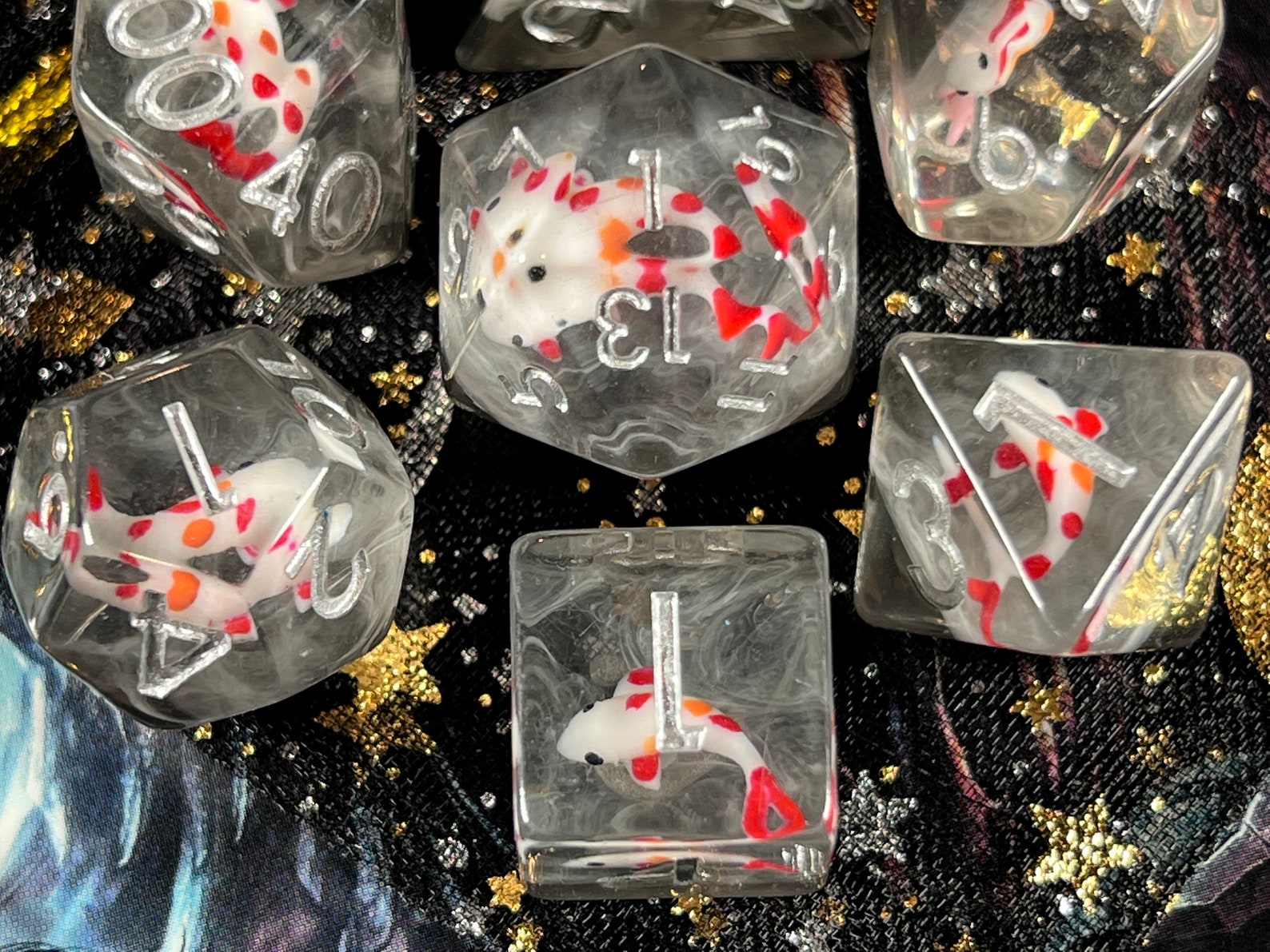 Midnight Koi Fish Dnd Dice Set for Dungeons and Dragons D20 - Etsy