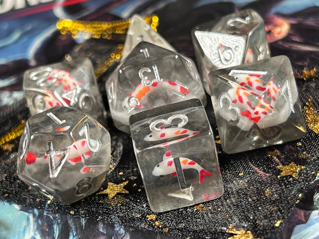 Midnight Koi Fish Dnd Dice Set for Dungeons and Dragons | D20 TTRPG ...