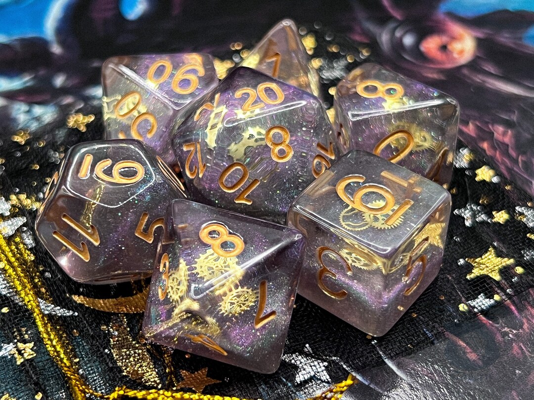 Clockwork Steampunk Glitter Dnd Dice Set | Dungeons and Dragons | Gears ...