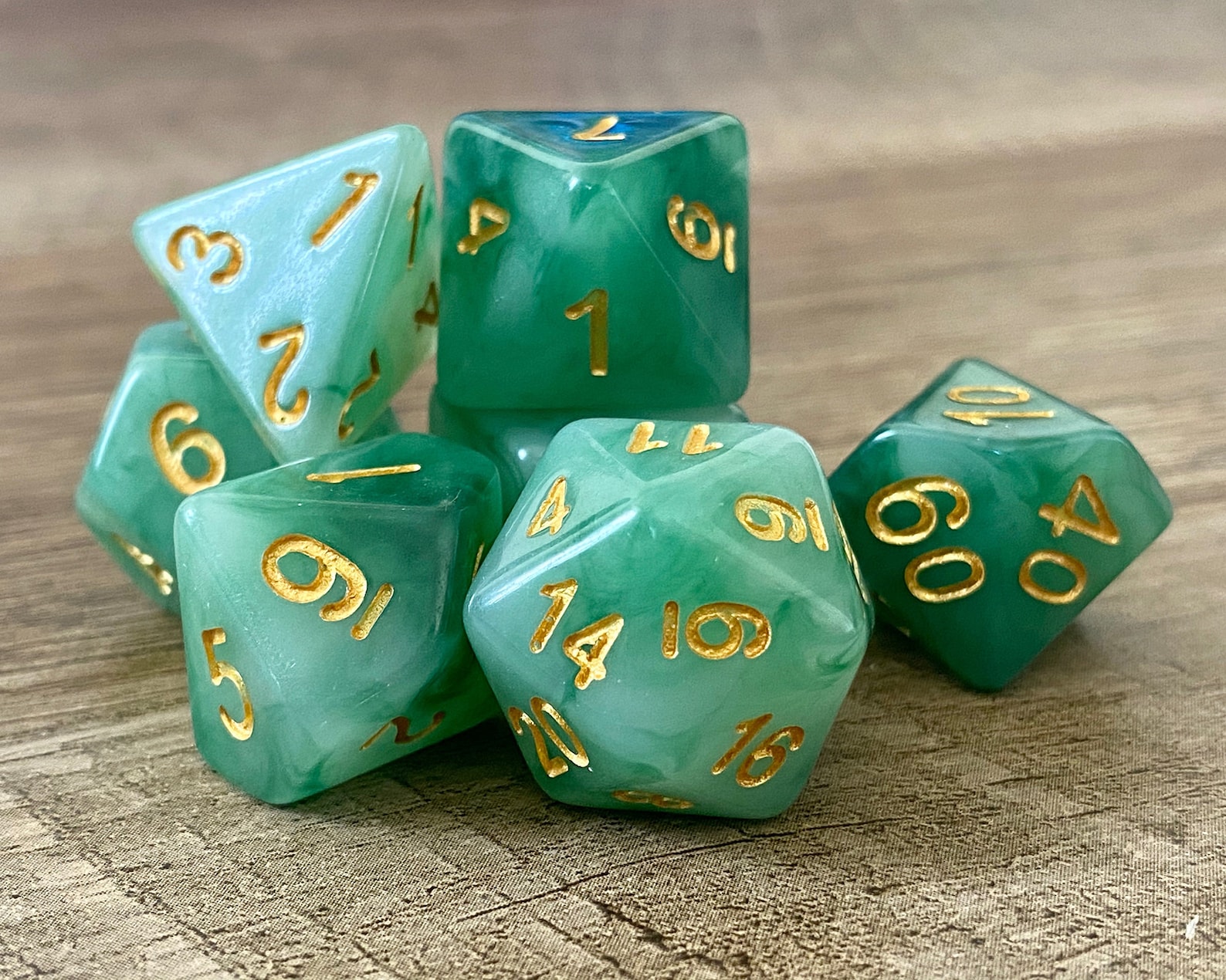 Ancient Jade Dnd Dice Set Dungeons & Dragons Faux Jade Polyhedral Dice ...