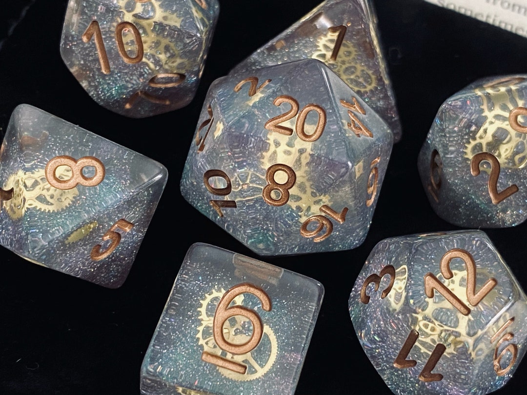 Clockwork Steampunk Glitter Dnd Dice Set Dungeons and - Etsy