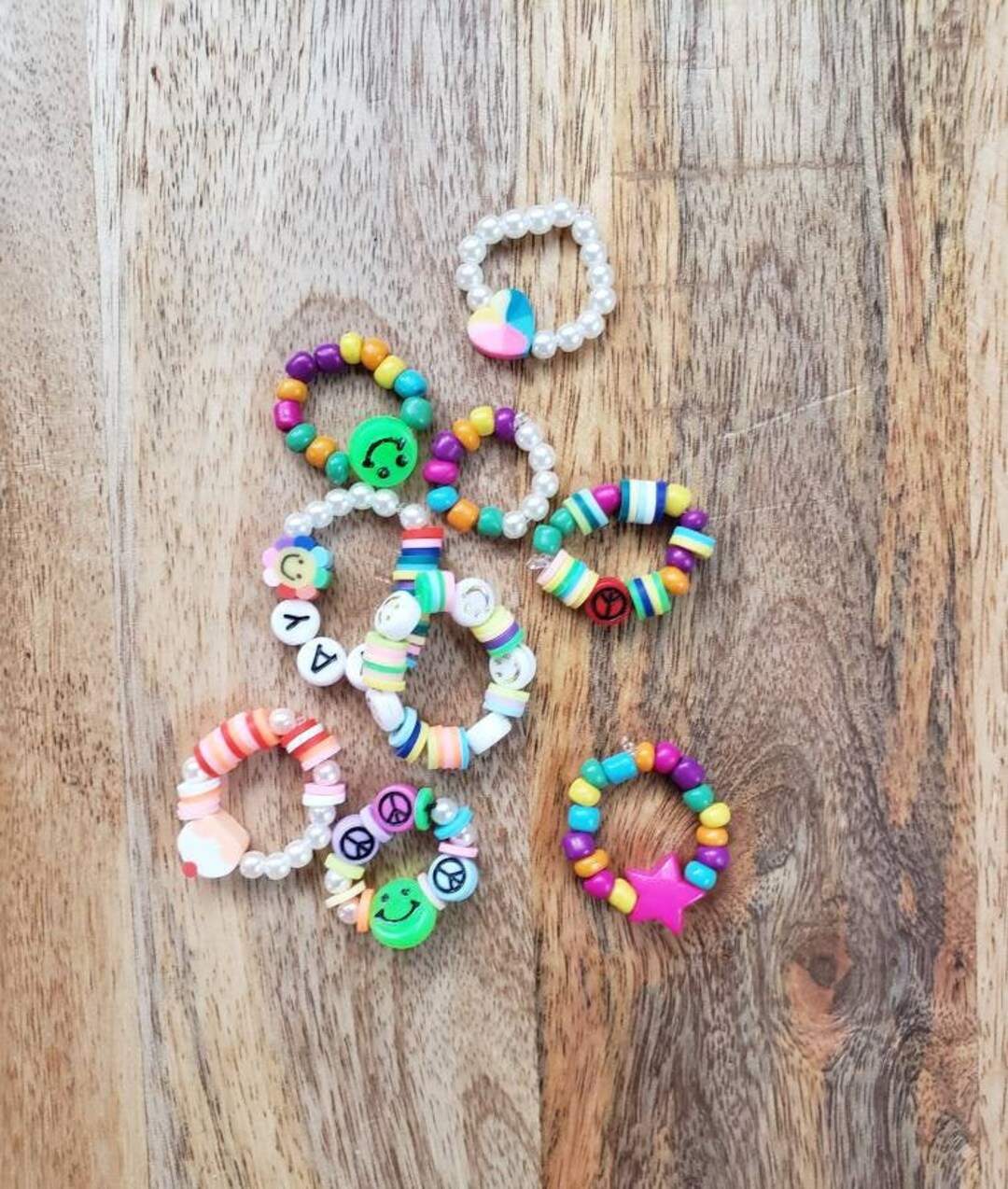 Preppy Stackable Stretchy Colorful Beaded Rings - Etsy