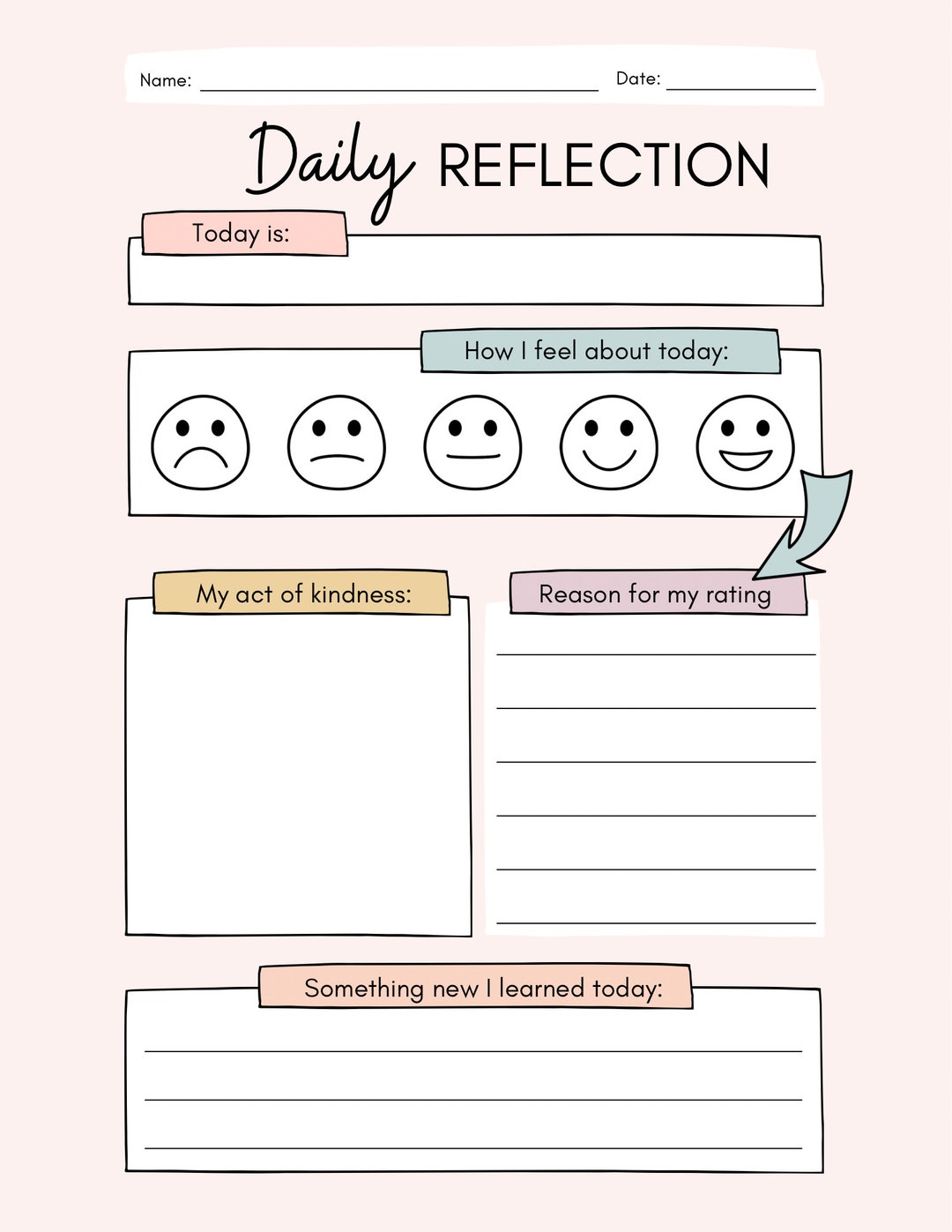 Daily Reflection Template - Etsy