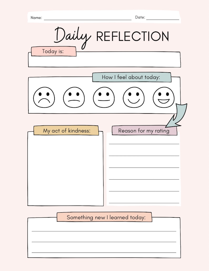 Daily Reflection Template - Etsy