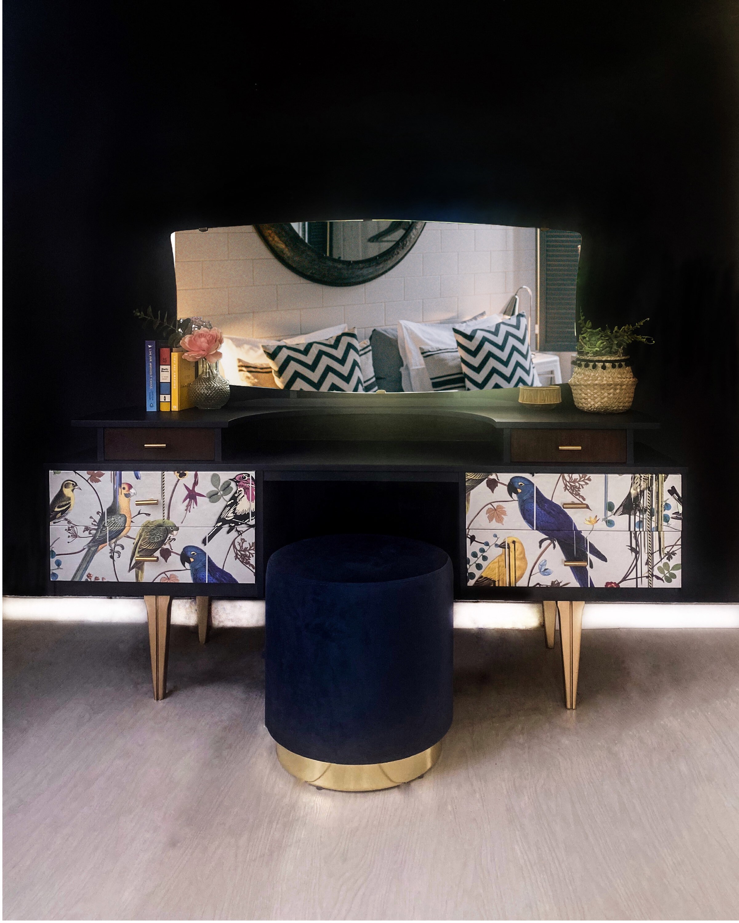 Luxury Retro Dressing Table Upcycled With Designer Wallpaper please ...