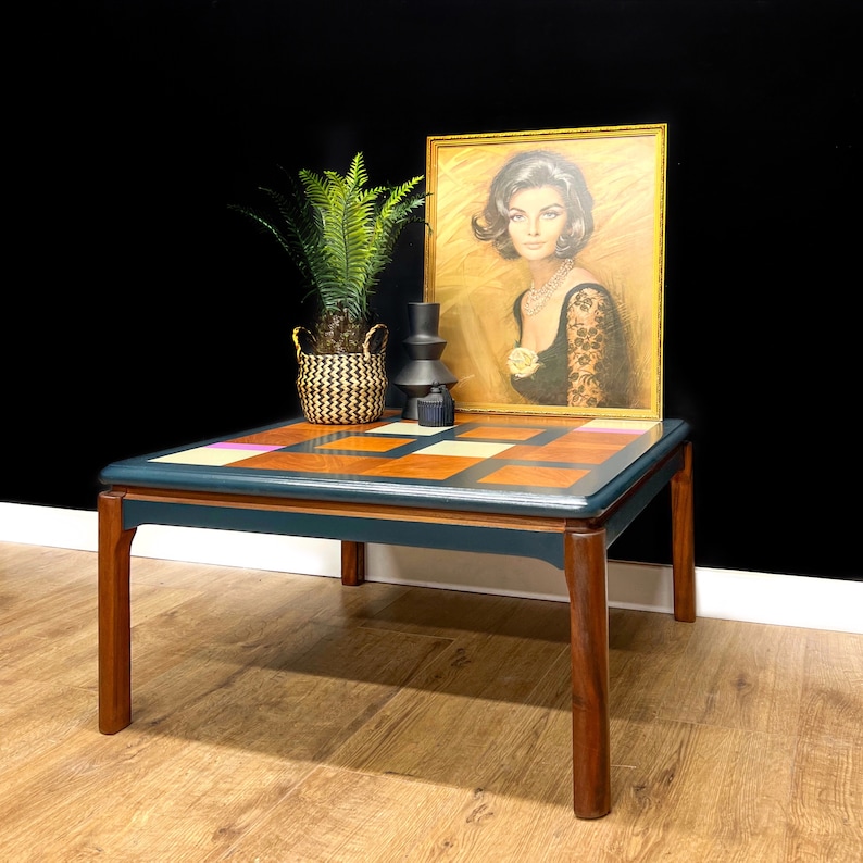 Mid Century Nathan Coffee Table Refurnished With a Striking - Etsy