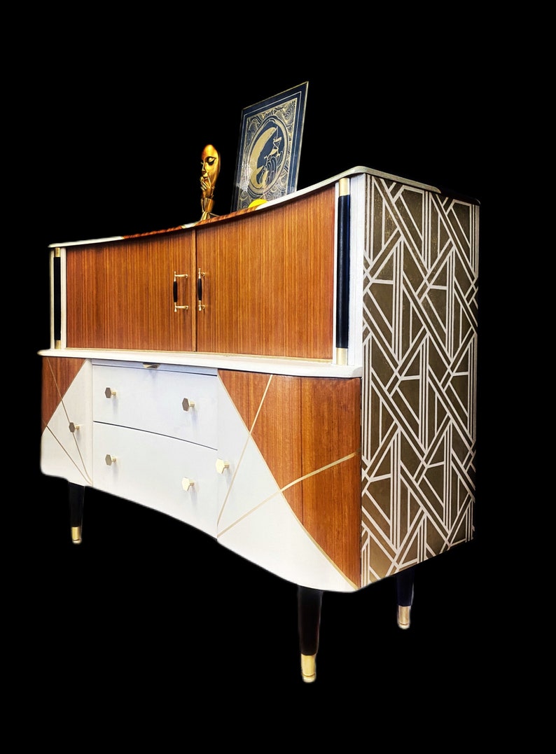 Art Deco Beautility Cocktail Cabinet With Tambour Doors - Etsy