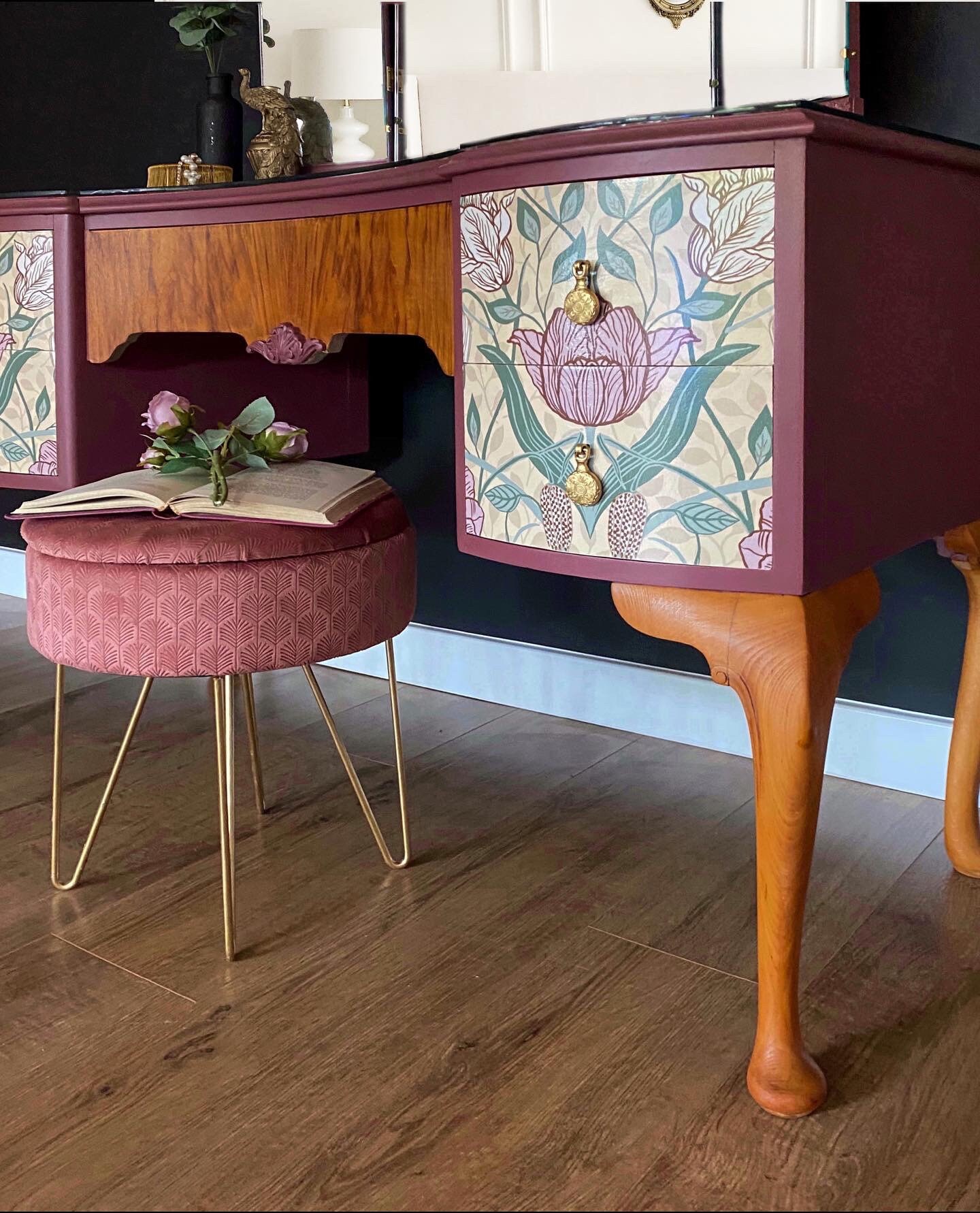 Elegant Refurbished Vintage Dressing Table in a Soft Aubergine Dusky ...