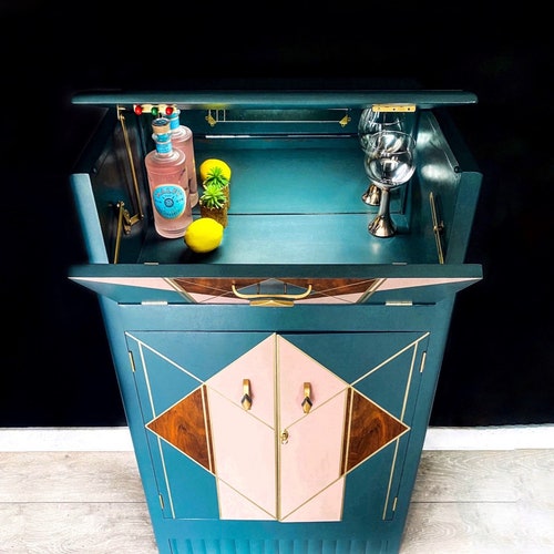 Art Deco Refurnished Vintage Cocktail Cabinet Example of My - Etsy