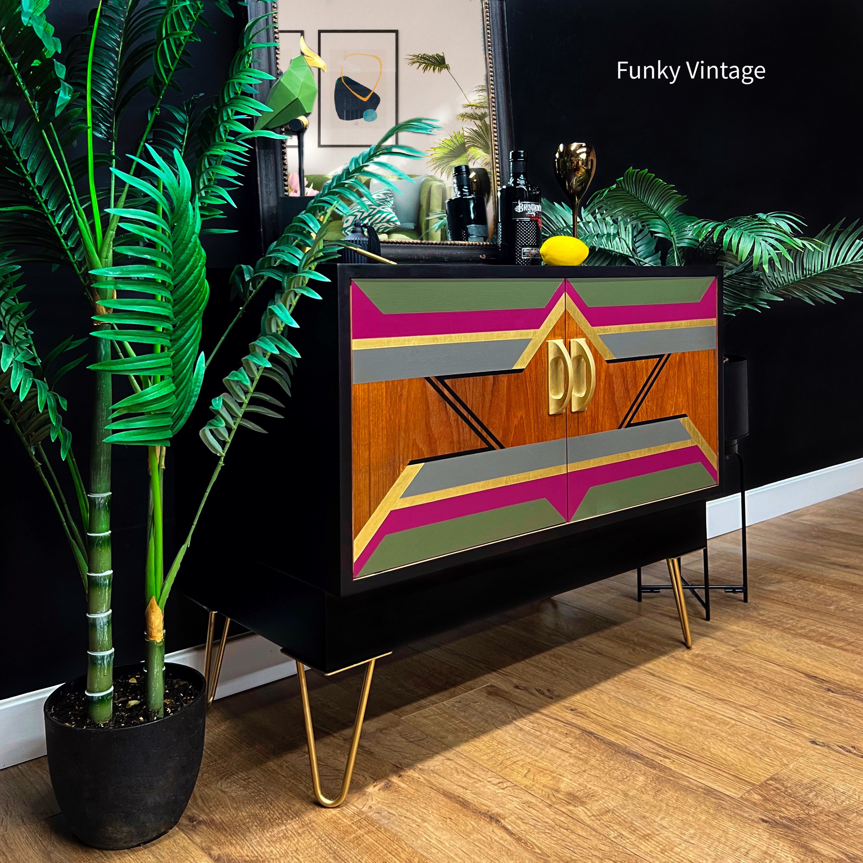 Gplan Drinks Cabinet Sideboard Refurbished With a Bold Funky Design ...