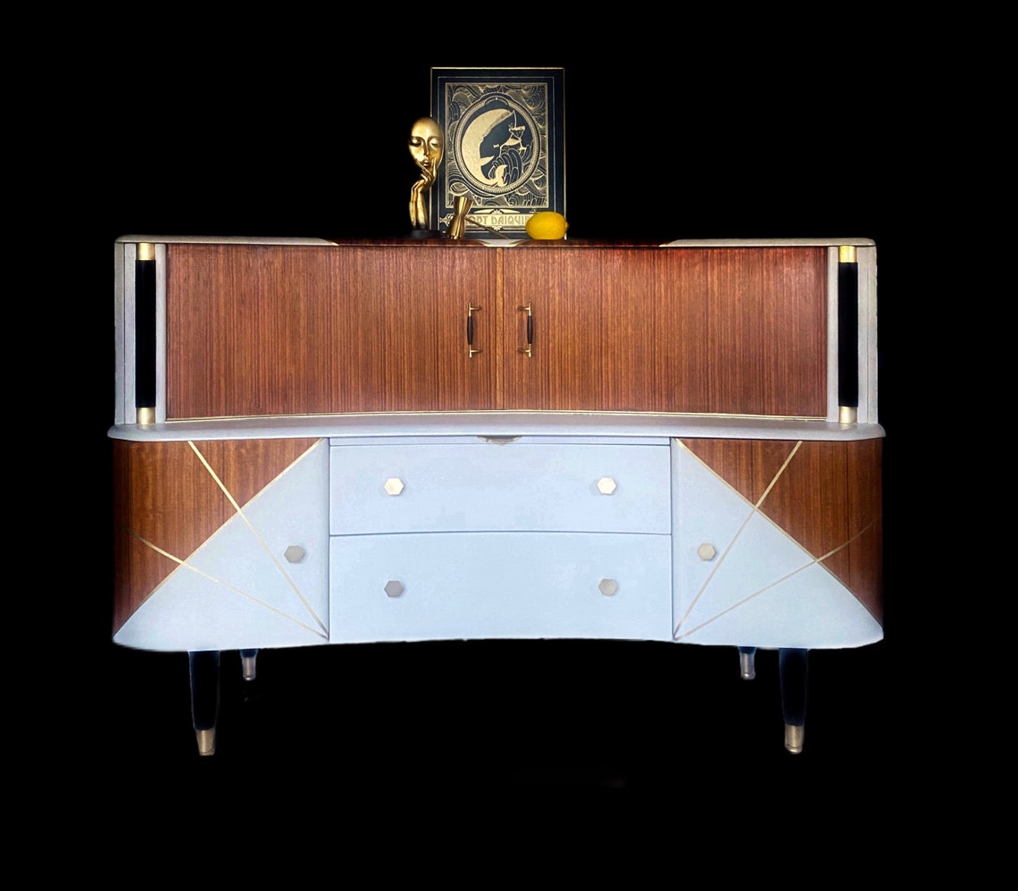 Art Deco Beautility Cocktail Cabinet With Tambour Doors - Etsy