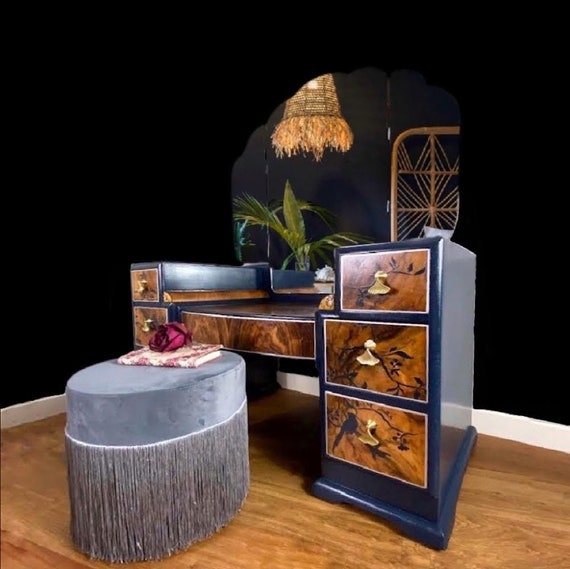 Art Deco Refurbished Dressing Table Walnut Burr Example of My Work. A Similar Piece Can Be Commissioned. Etsy UK