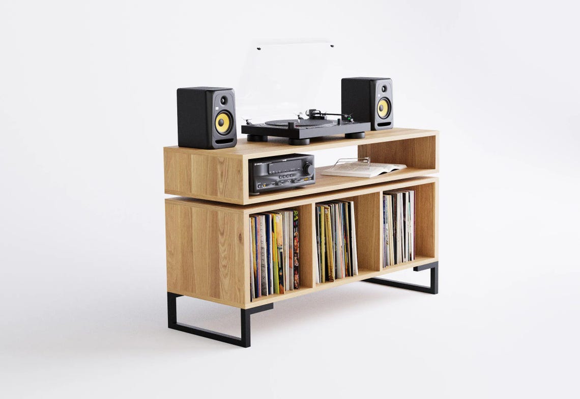 Solid Oak Vinyl Record Cabinet With Isolation American White Oak Vinyl ...