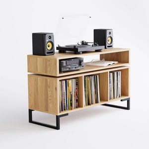 Solid Oak Vinyl Record Cabinet With Isolation American White Oak Vinyl ...