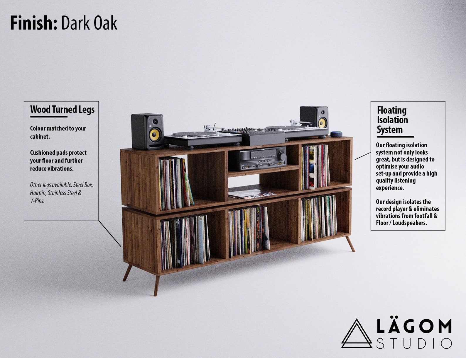 Two Tier Vinyl Record Cabinet Record Storage DJ Cabinet - Etsy