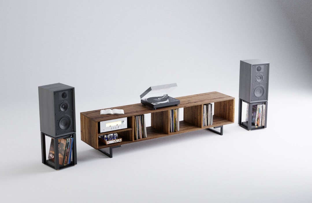 METRO – Vinyl Record Storage Cabinet TV Sideboard TV Unit Media Console ...