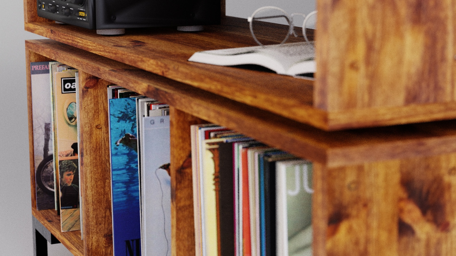 FUSION Series Vinyl Record Cabinet With Floating Shelf Minimal Design ...