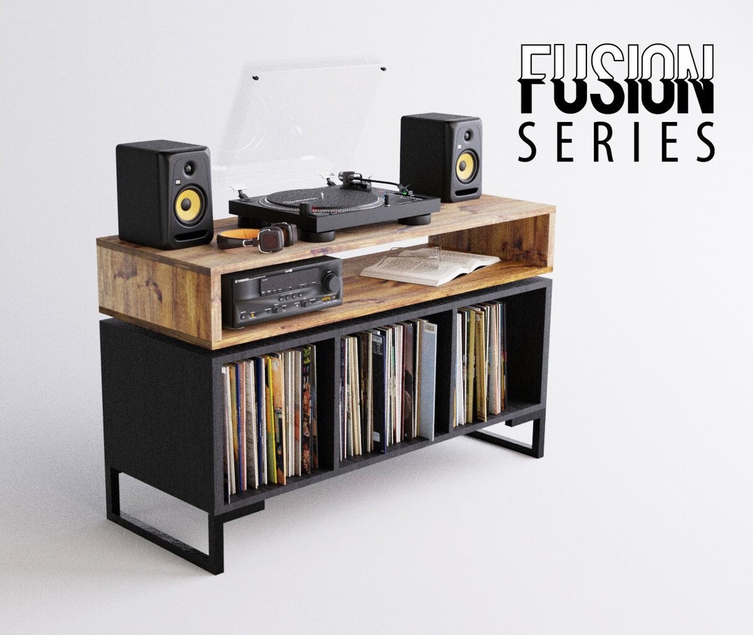 FUSION Series Vinyl Record Cabinet With Floating Shelf Minimal Design ...