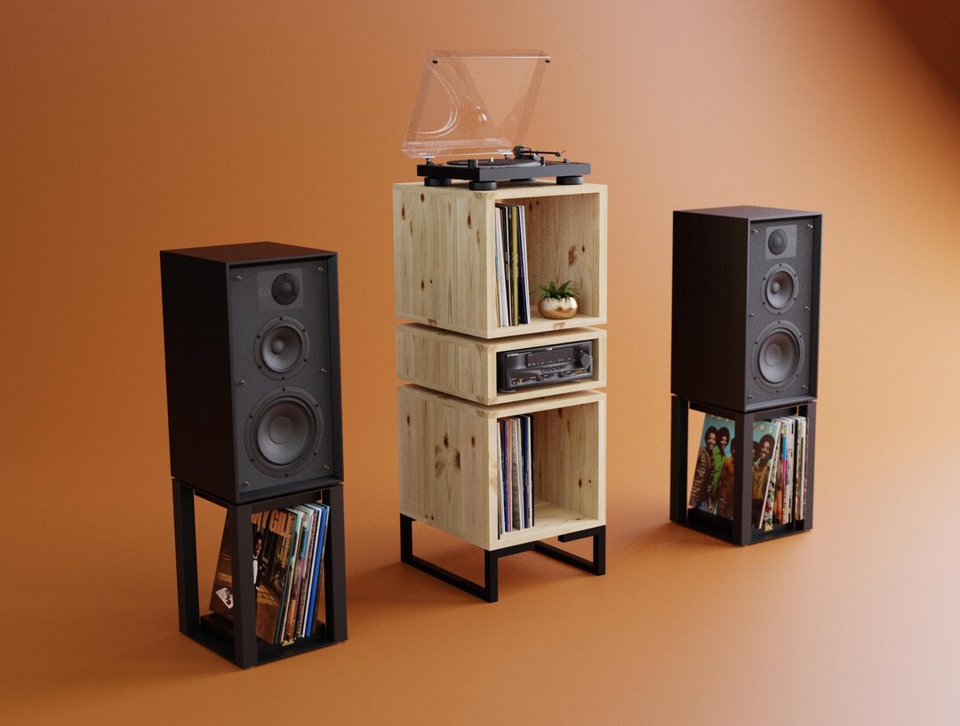 Solna - ISO Tower Vinyl Storage Cabinet With Amp Shelf - Record Player ...