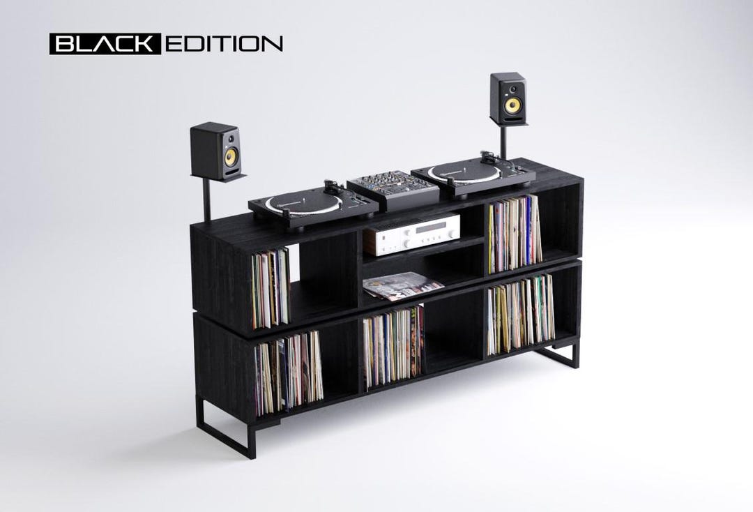 Vinyl Storage Cabinet - Black Edition DJ Cabinet - Record Unit - DJ ...