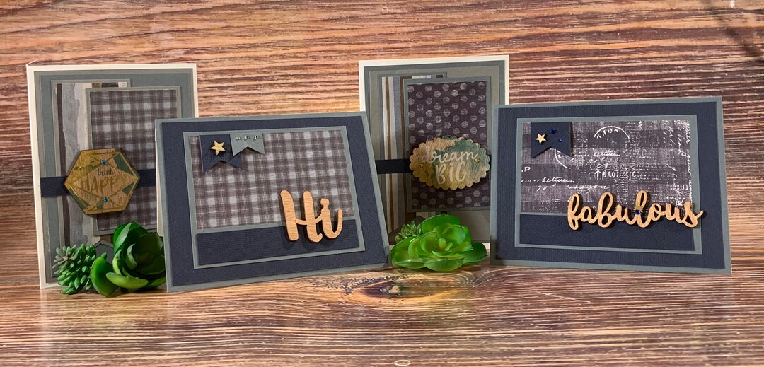 Masculine Greeting Card Set, Set of 4 - Etsy