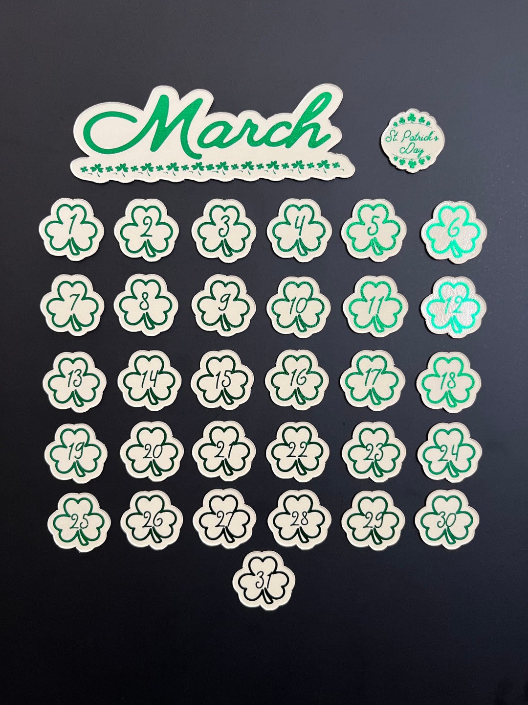 Themed Foiled March Calendar Magnets // Shamrock Days and Month ...