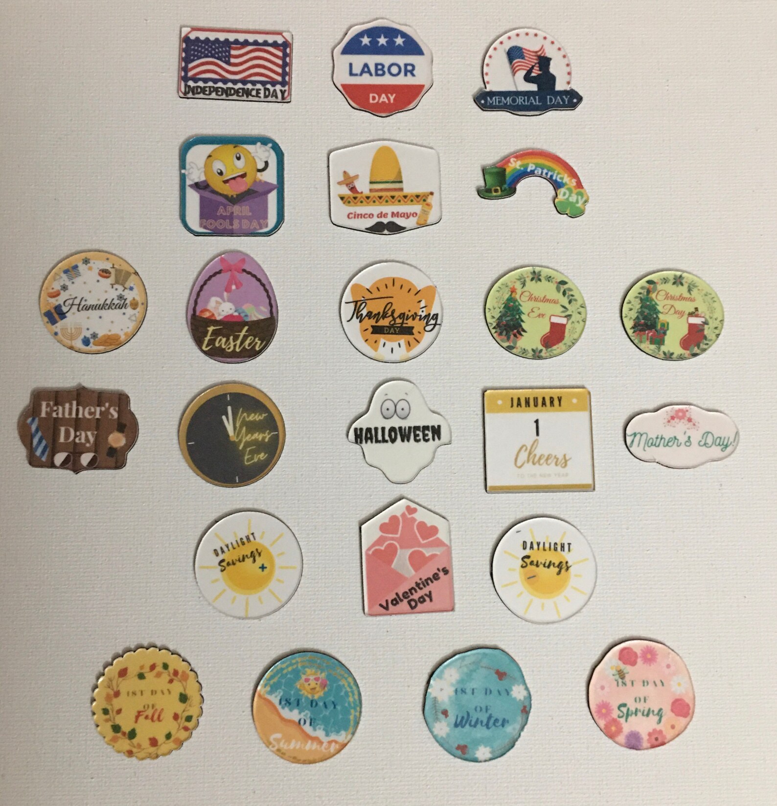 Colorful Holiday Reminder Magnets Set of 23 // Perpetual - Etsy