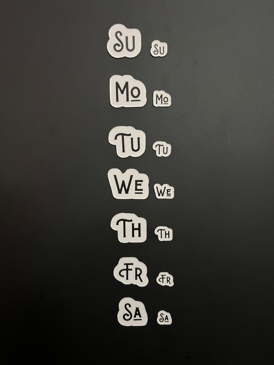 Magnetic Two Letter Days of the Week // Calendar Days Sunday Through ...