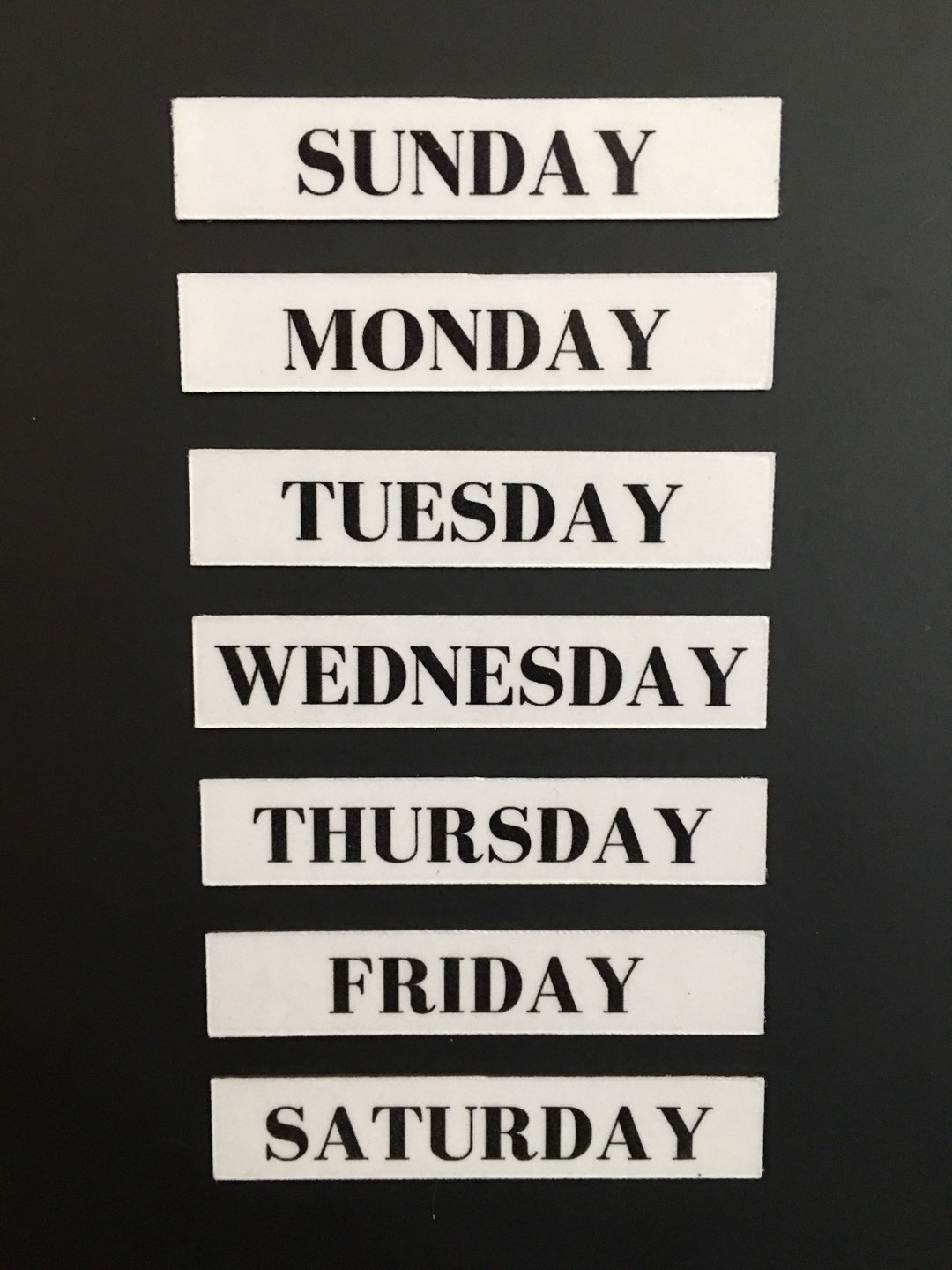 Magnetic Rectangle Days of the Week 0.5 Inches High// Calendar Days ...