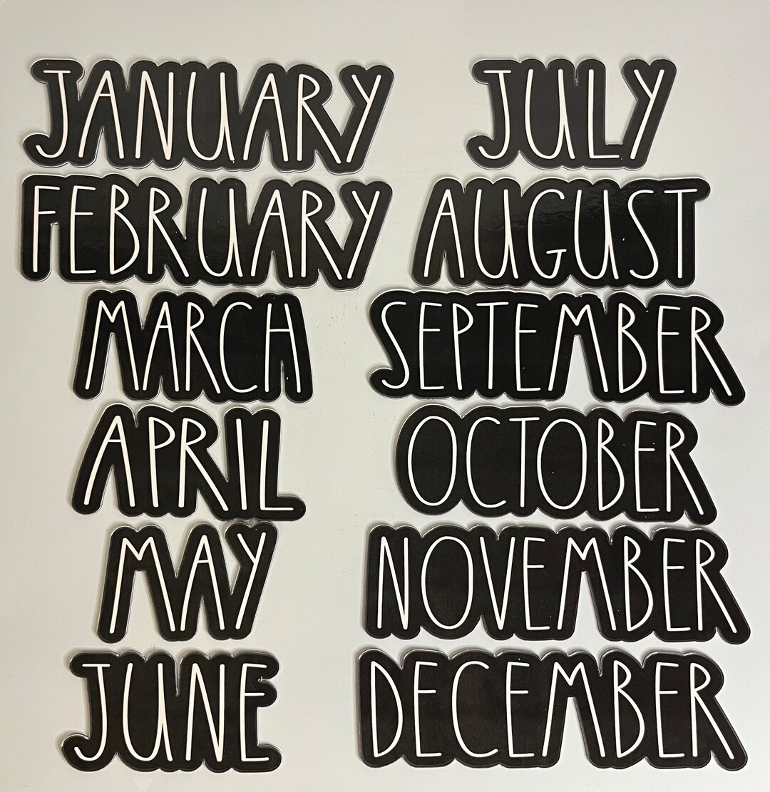 Rae Dunn Font Black Outline Calendar Months in Black // Learning Magnet ...