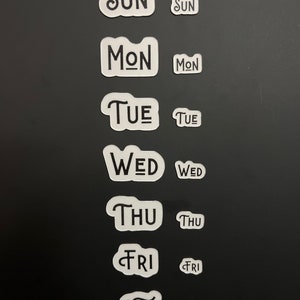 Magnetic Three Letter Days of the Week // Calendar Days Sunday Through ...