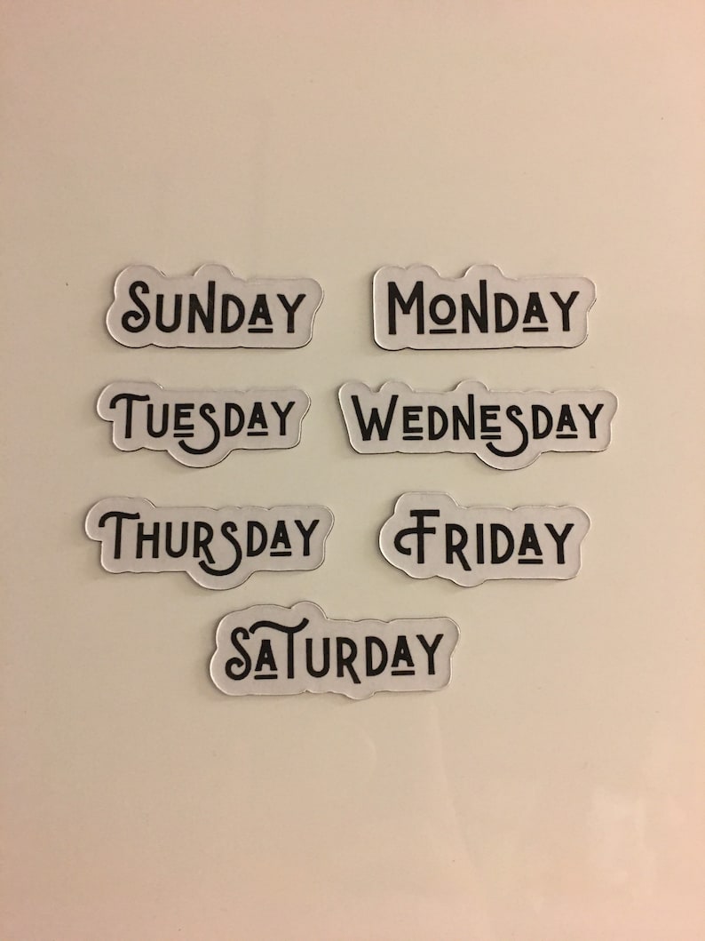 Days of the Week Magnets / Magnetic Calendar Days of the Week Full ...