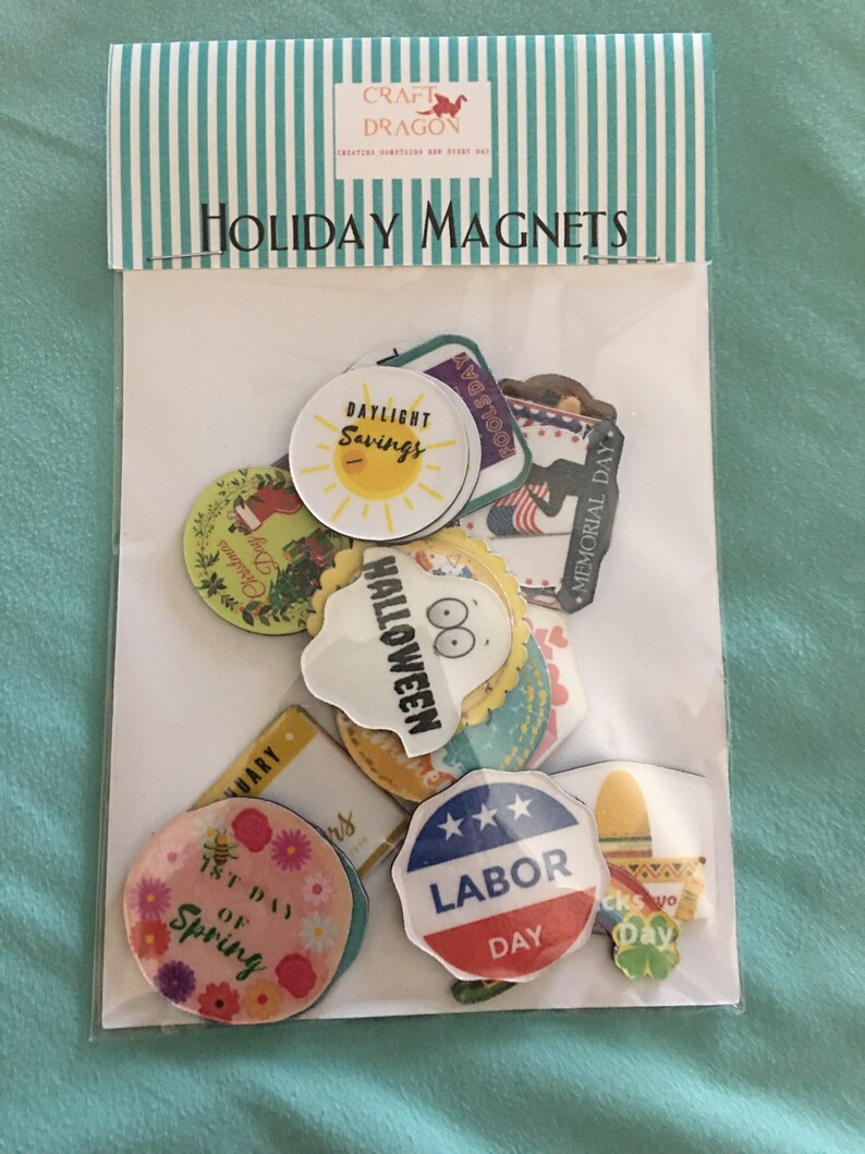 Colorful Holiday Reminder Magnets Set of 23 // Perpetual - Etsy