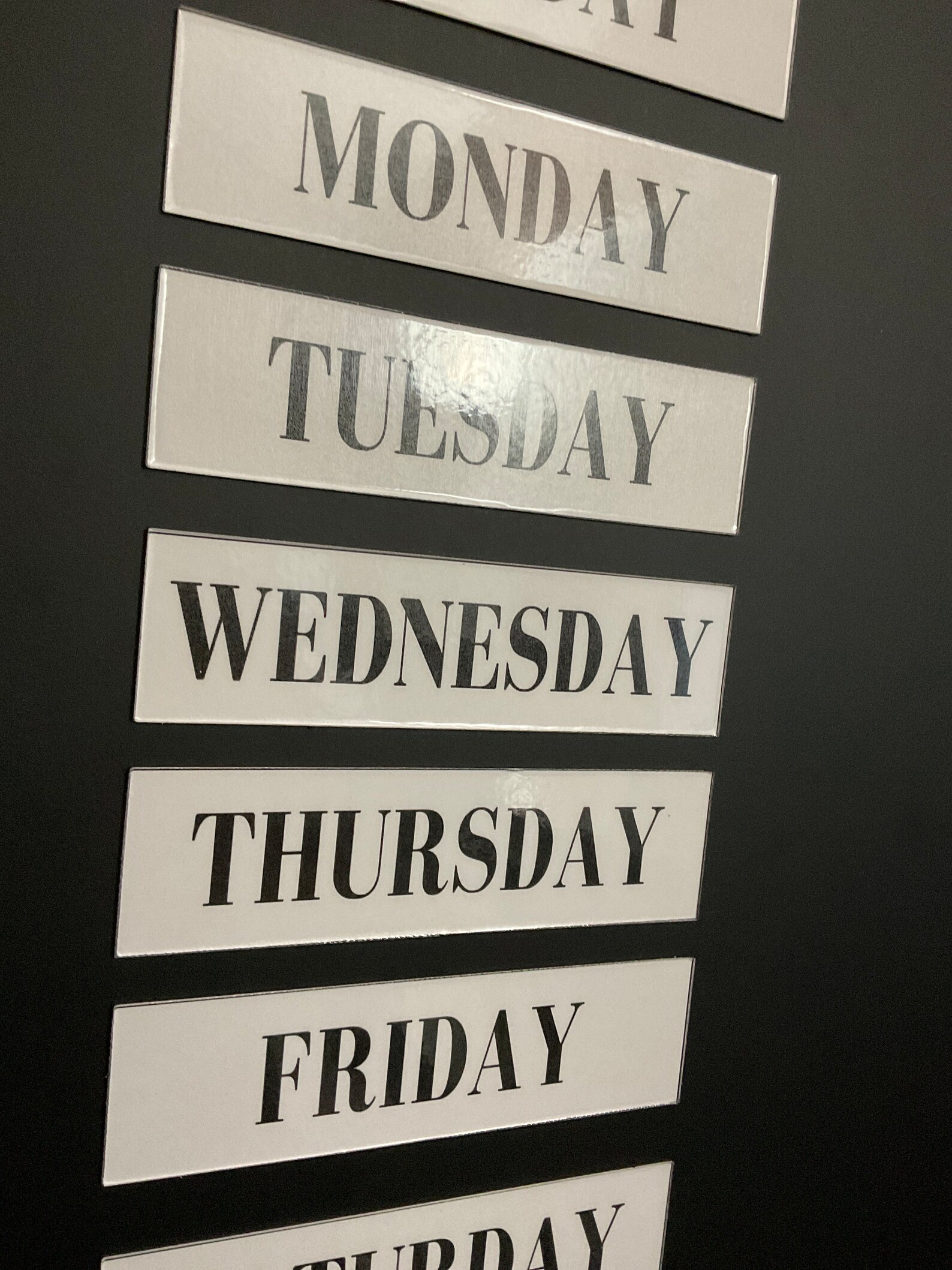 Magnetic Rectangle Days of the Week // Calendar Days Sunday Through ...